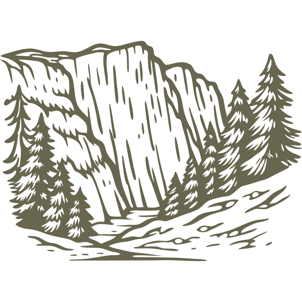 Yosemite Mountain Cliff Scene Delrin Leather Stamp
